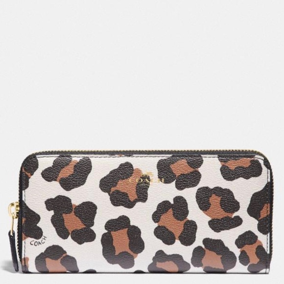 Coach | Bags | Nwt Coach Slim Accordion Zip Wallet In Leopard | Poshmark